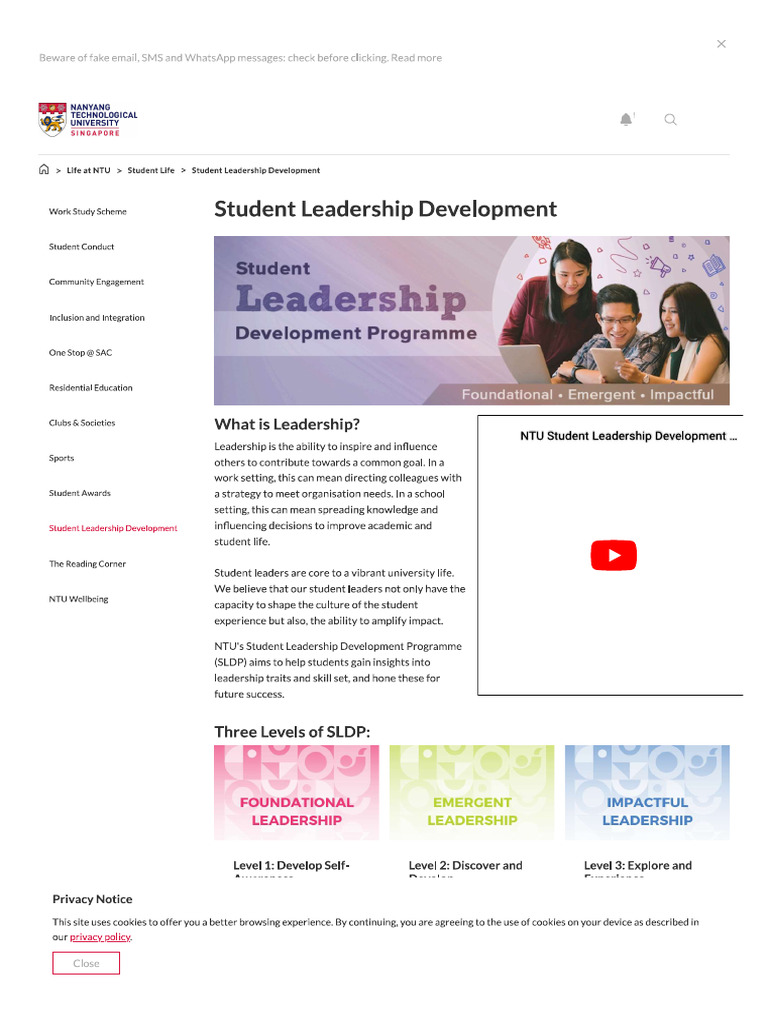 Student Leadership Development NTU 2024 | PDF