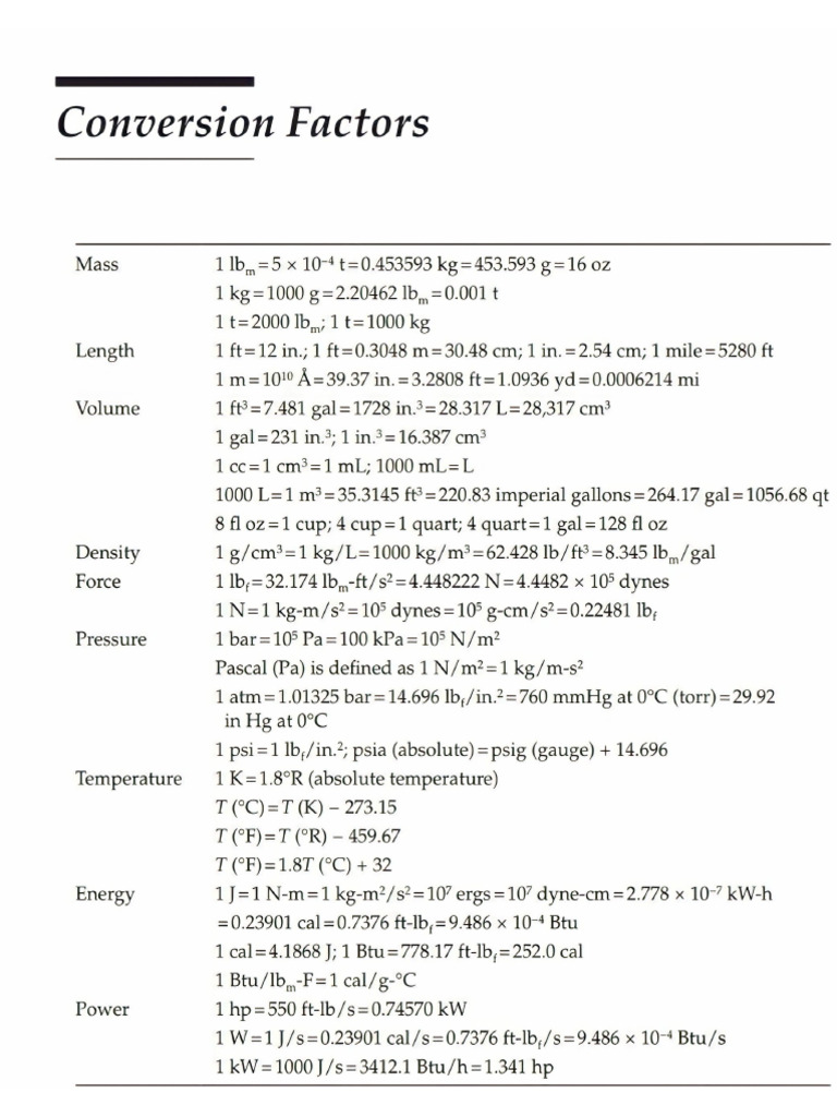 Conversion Factors | PDF