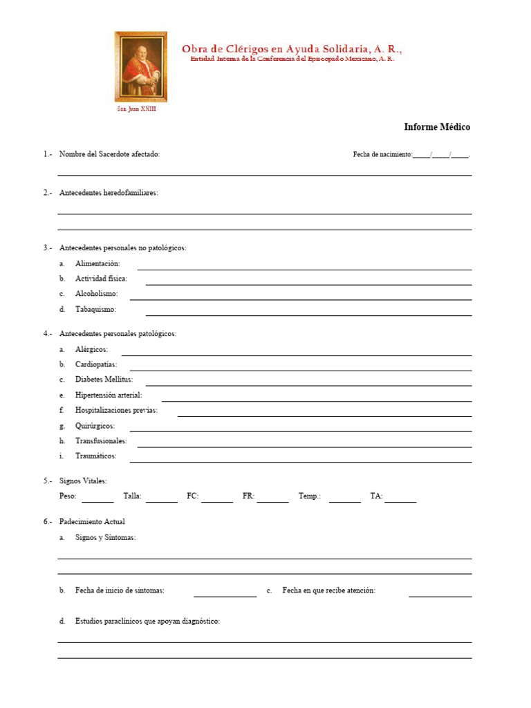 INFORME MEDICO, (Formato OCEAS) | PDF | Cuidado de la salud ...