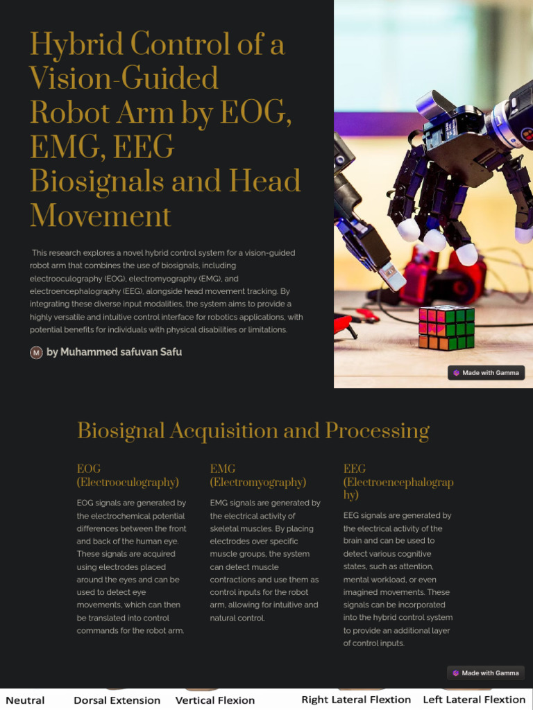 Hybrid Control of A Vision Guided Robot Arm by EOG EMG EEG Biosignals and Head M | PDF ...