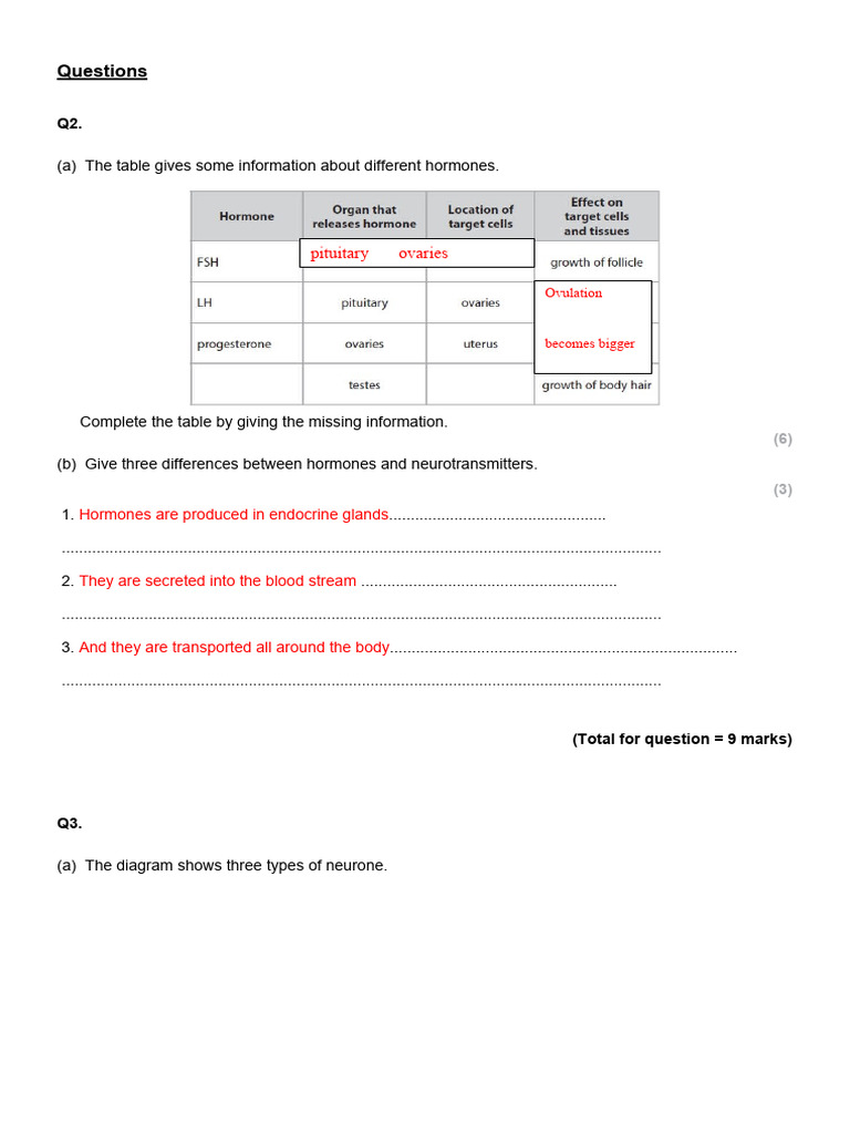 Inheritance Past Paper Questions | PDF | Motor Neuron | Neuron