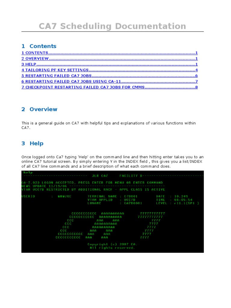 Ca7 Scheduling Documentation Pdf Command Line Interface Computer Architecture 0532