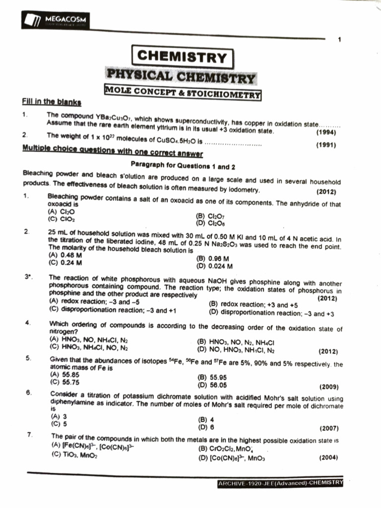 Stoichiometry Archives Advance | PDF | Mole (Unit) | Chemistry