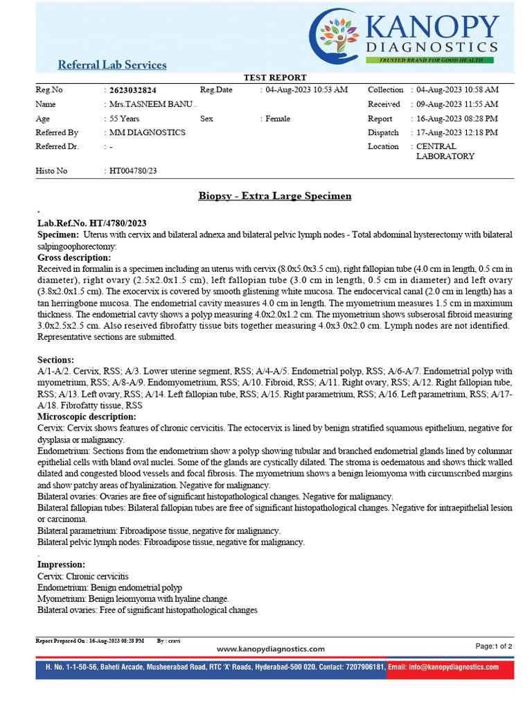 Uterine Biopsy Report: Findings & Diagnosis | PDF | Epithelium | Uterus