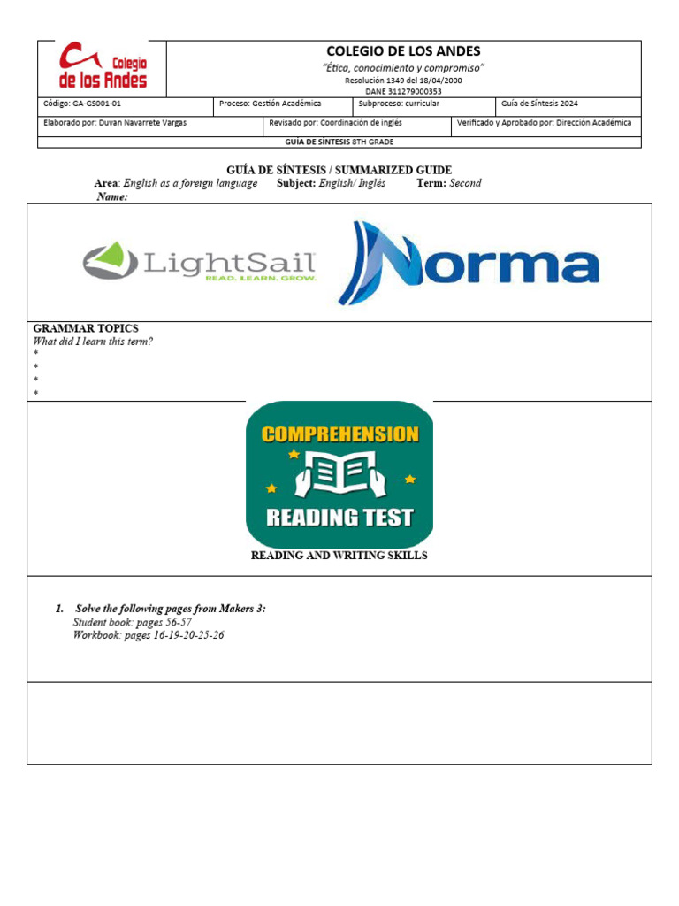 Synthesis Guide 8TH 2nd Term 2024 | PDF