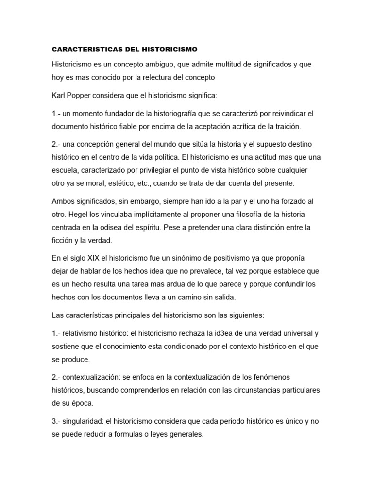 Caracteristicas Del Historicismo | PDF | Hermenéutica | Verdad