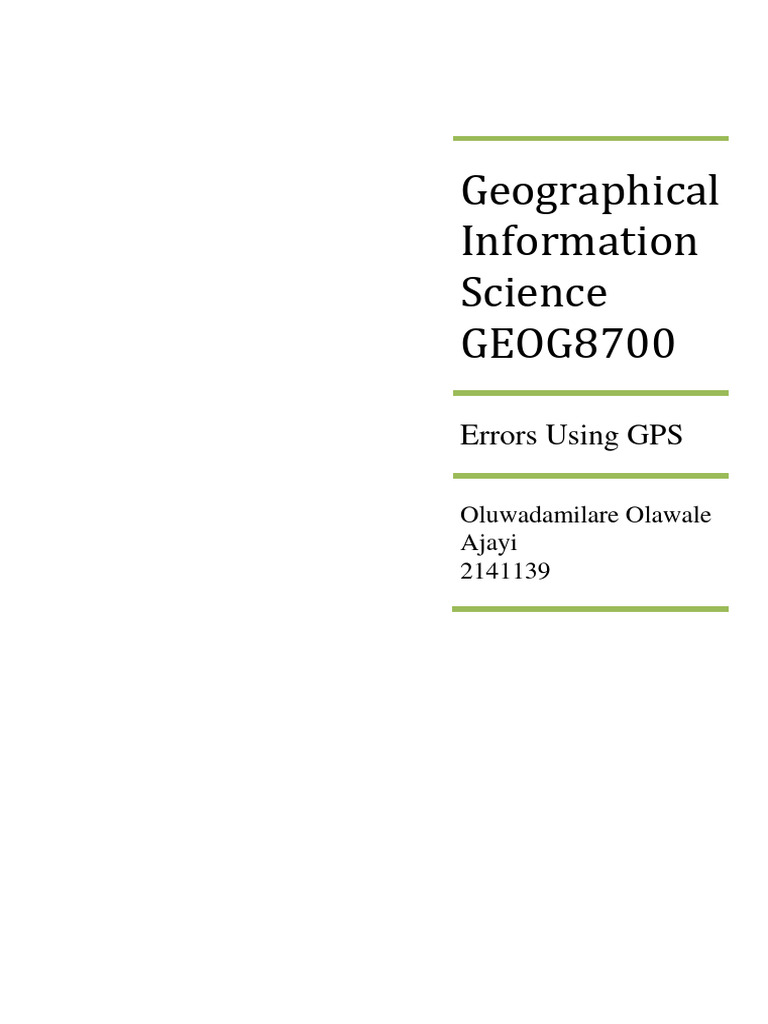 Errors Using GPS | PDF | Global Positioning System | Geographic Information System
