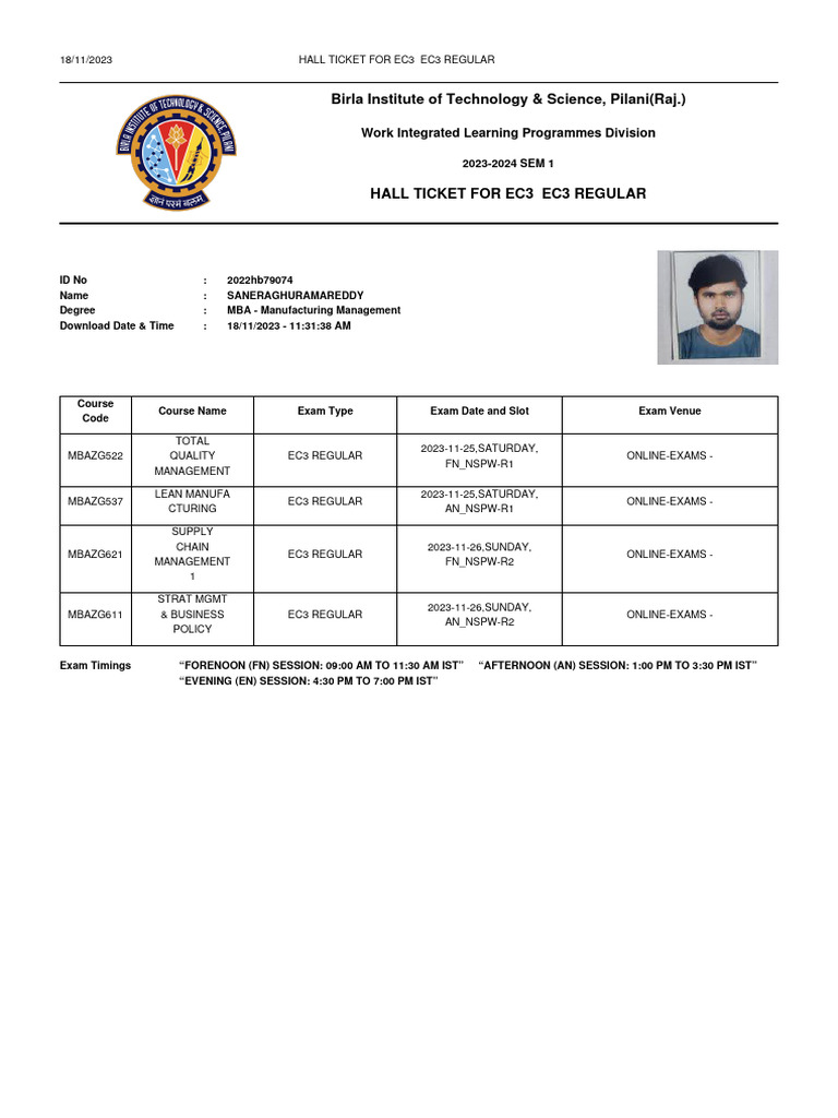 hall-ticket | PDF | Identity Document | Computing