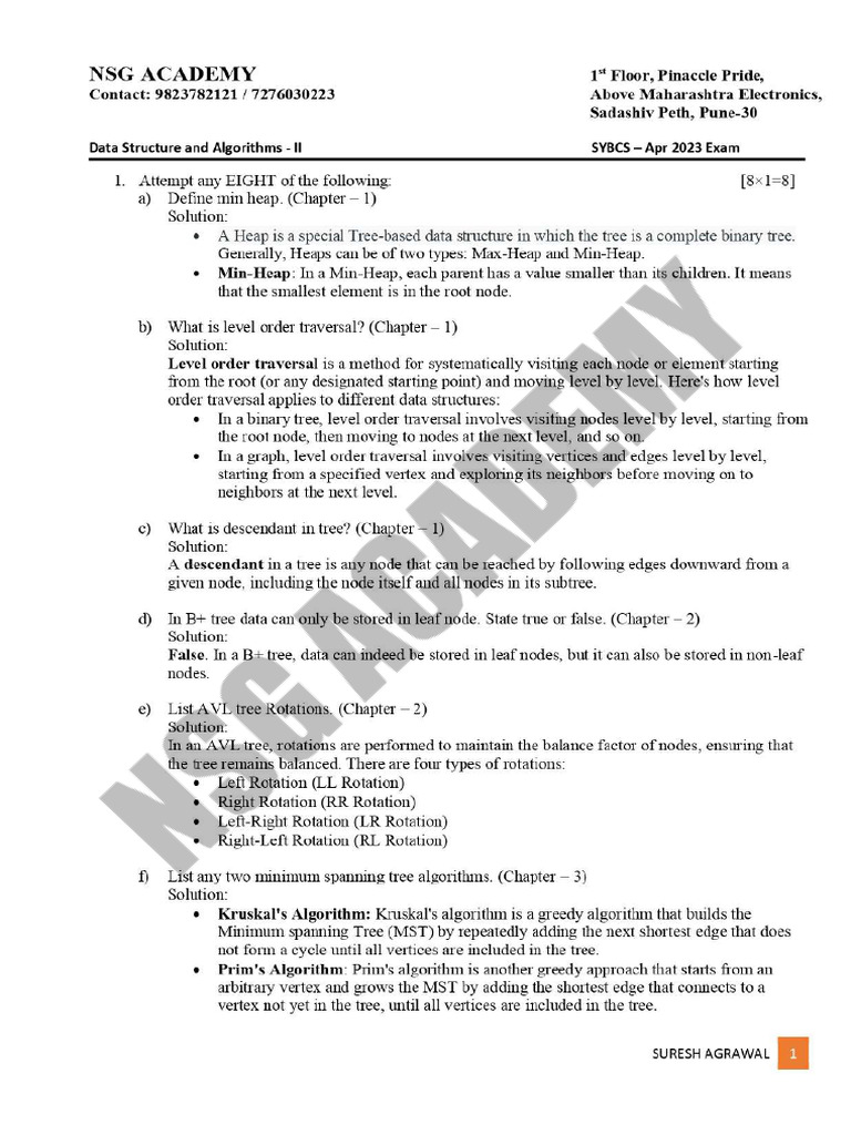 NSGAcademy DS-II Apr23 Solution | PDF