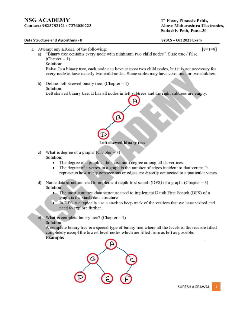 NSGAcademy DS-II Oct23 Solution | PDF