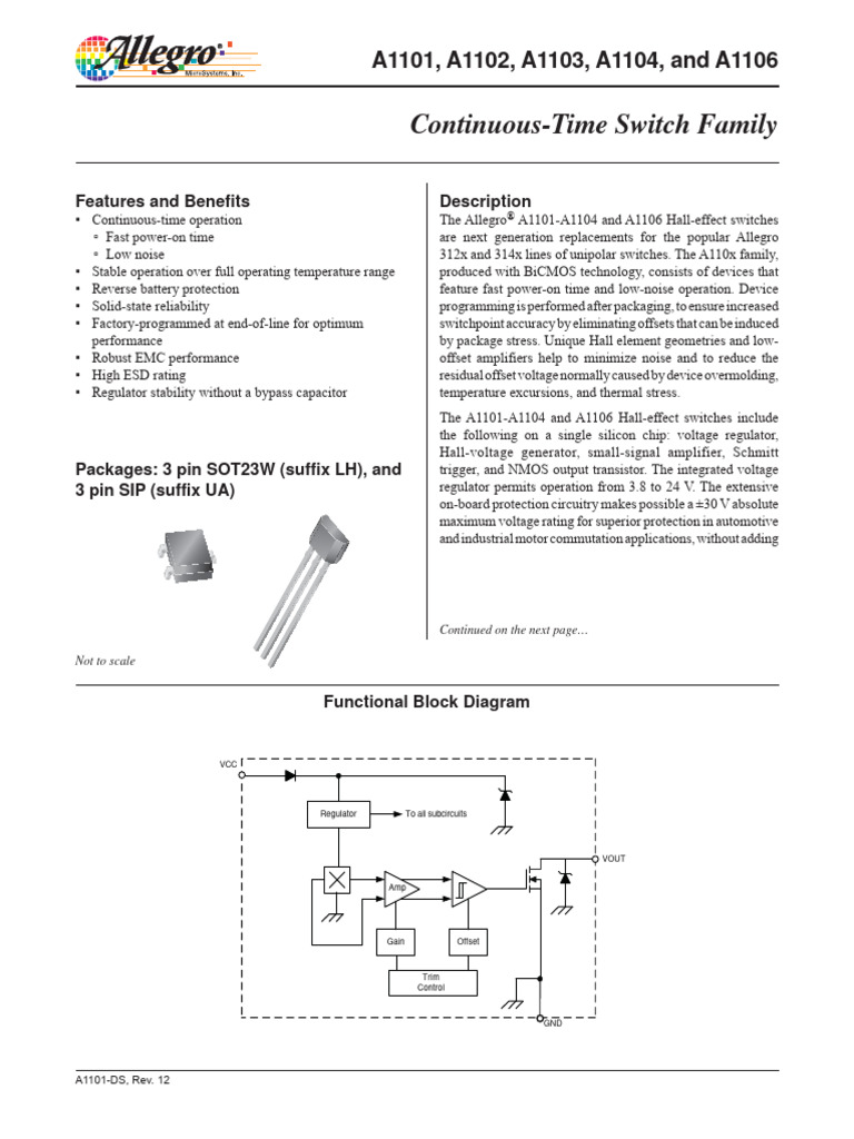 Continuous-Time Switch Family: A1101, A1102, A1103, A1104, and A1106 ...