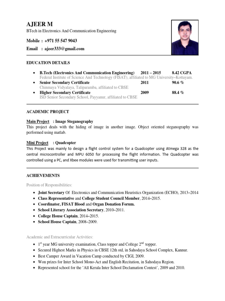 Ajeer.m - Resume | Download Free PDF | Computing | Computer Science
