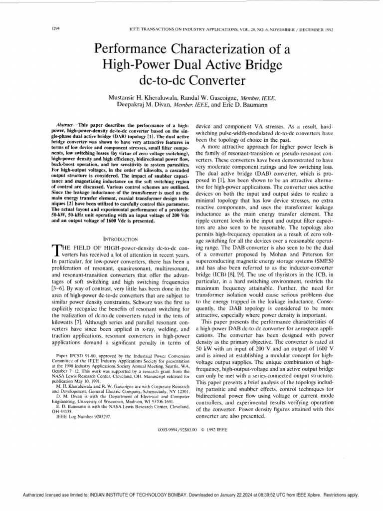 Performance Characterization of A High-Power Dual Active Bridge DC-To ...