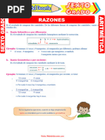 Ejercicios de Razones y Proporciones 6º | PDF | Enseñanza de matemática ...