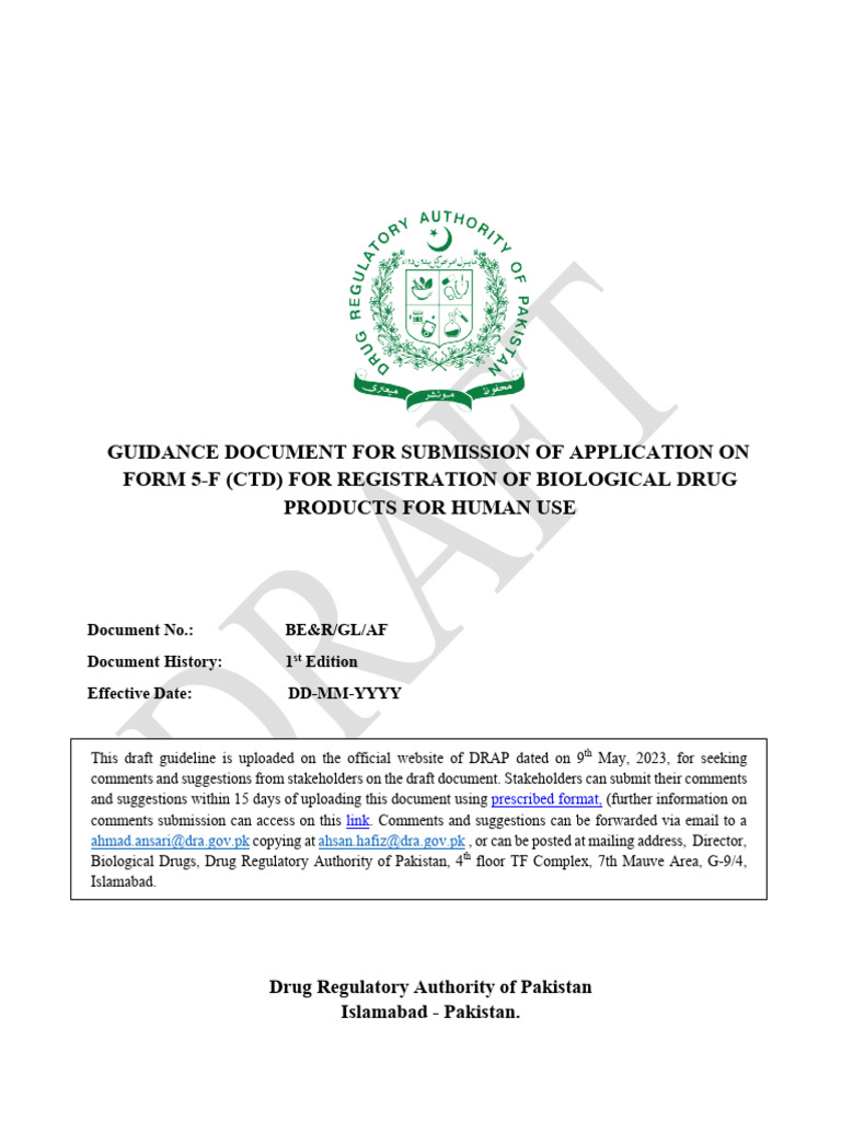 Draft Guidance Document of Biological Products | Download Free PDF ...