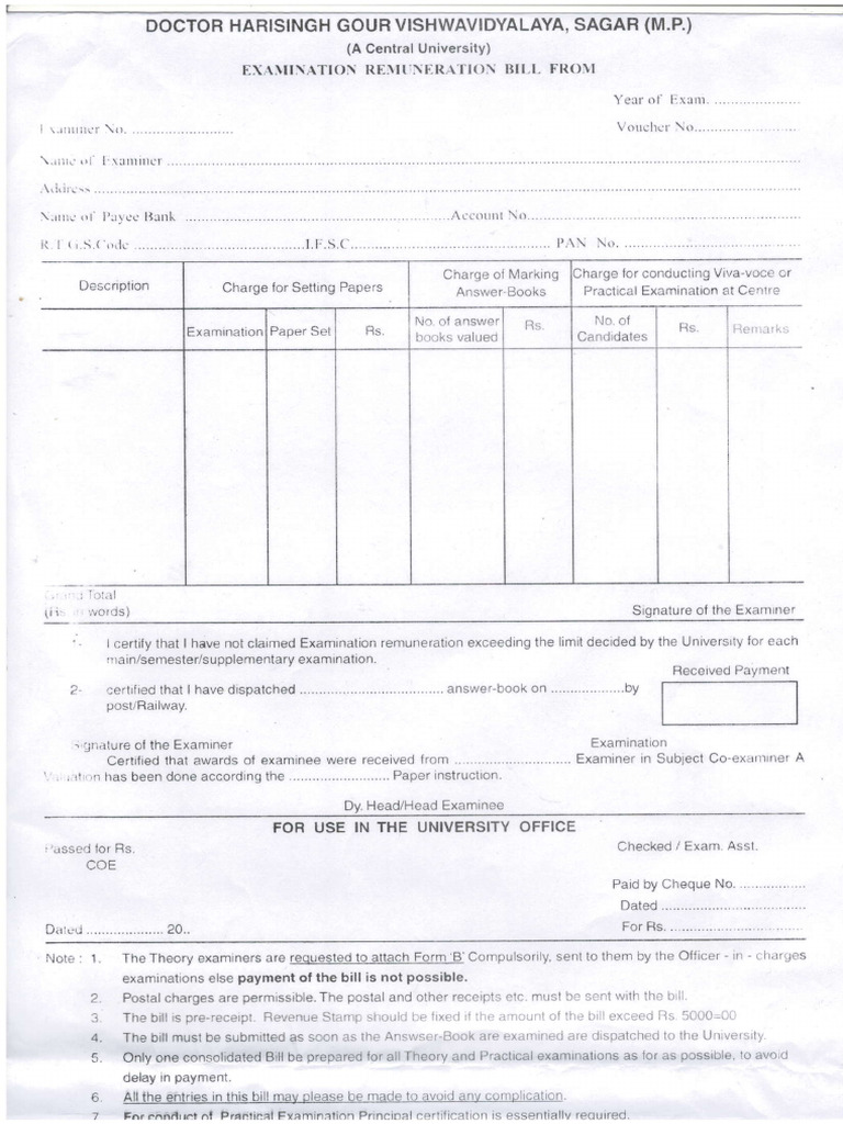 Examination-Remuneration-Bill-Form (4) | PDF