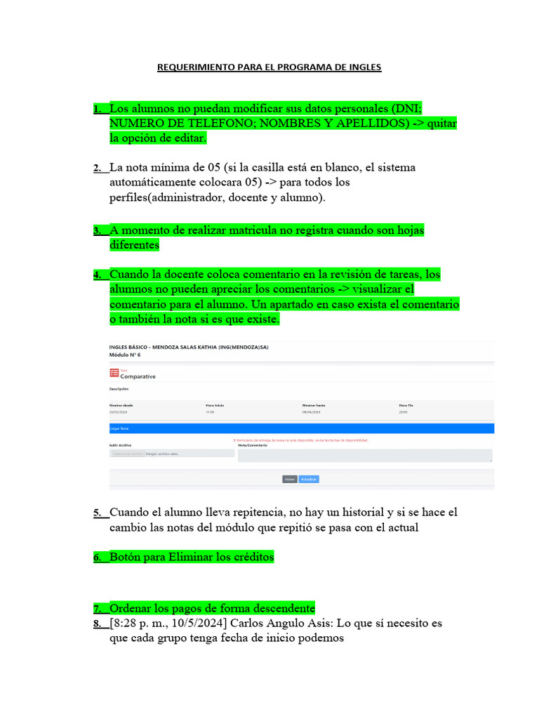 Requisitos del Programa de Inglés | PDF