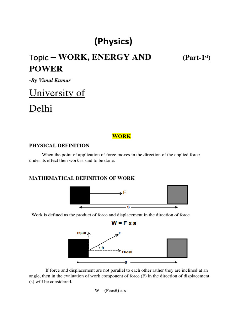 Work, Force and Energy Part-1 | PDF | Potential Energy | Force