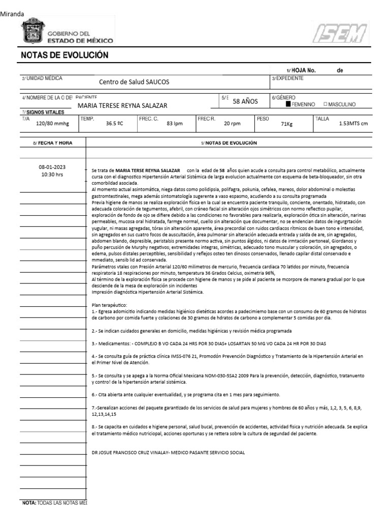 Maria Reyna Salazar Teresa | PDF | Hipertensión | Medicina CLINICA