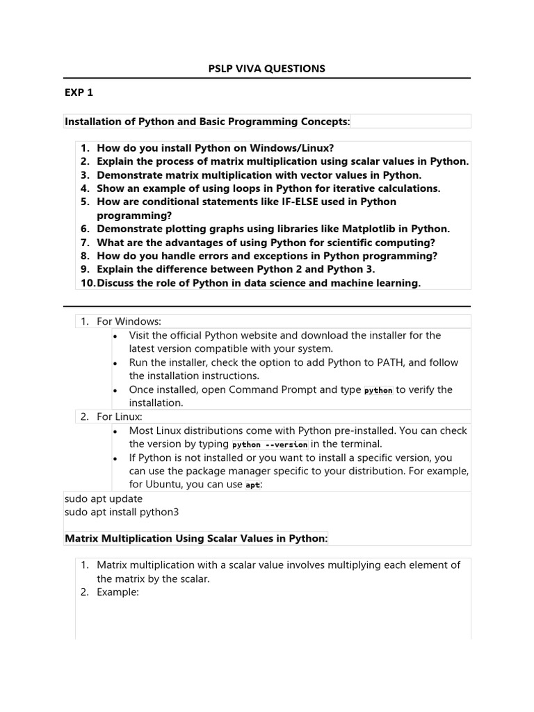 Pslpvivaquestions SJ | PDF | Python (Programming Language) | Matrix ...