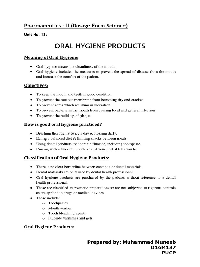 13 Ohp | PDF | Oral Hygiene | Hygiene