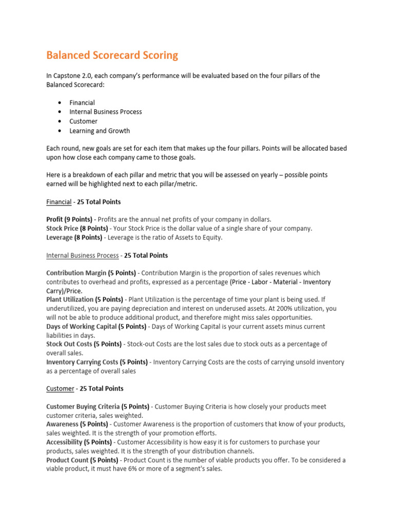 Balanced Scorecard | PDF | Inventory | Leverage (Finance) Balanced Scorecard | PDF | Inventory | Leverage (Finance)