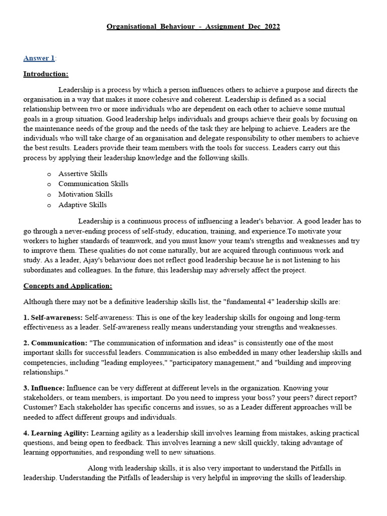 Organisational Behaviour - Assignment Dec 2022 | PDF | Reinforcement ...