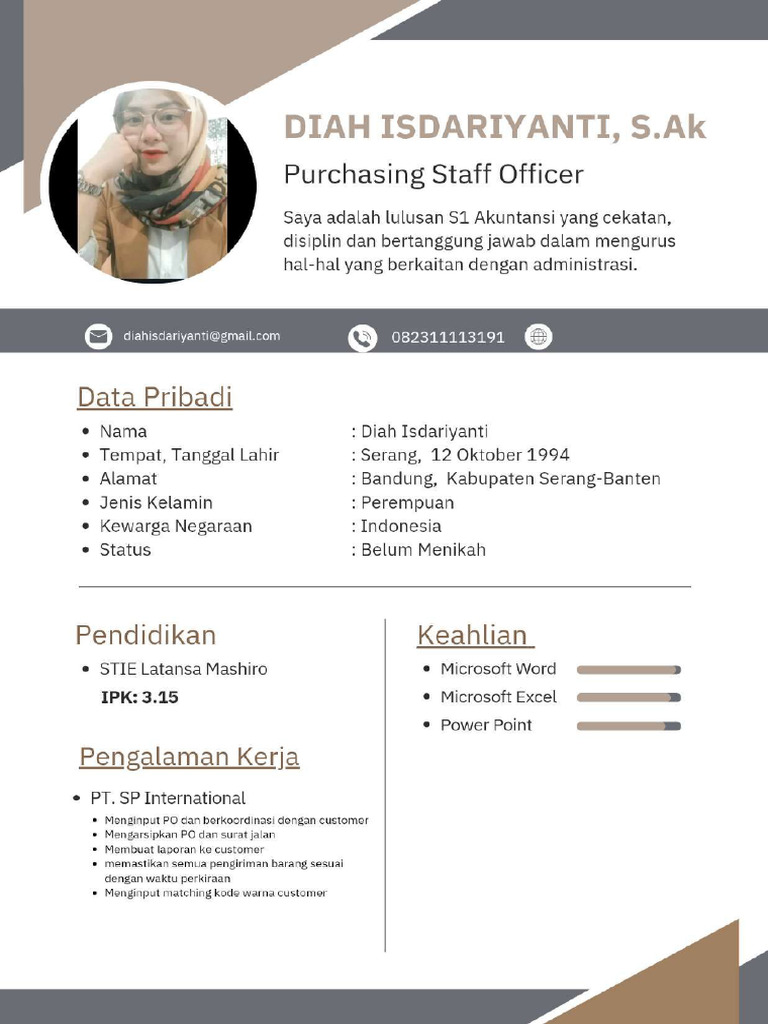 CV Diah Isdariyanti | PDF