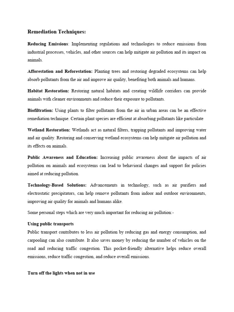 Remediation Techniques | PDF | Air Pollution | Climate Change Mitigation