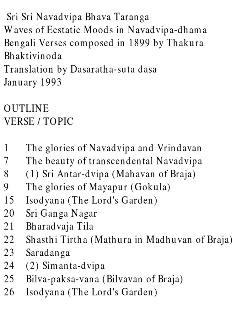 Navadvipa Bhava Taranga | PDF