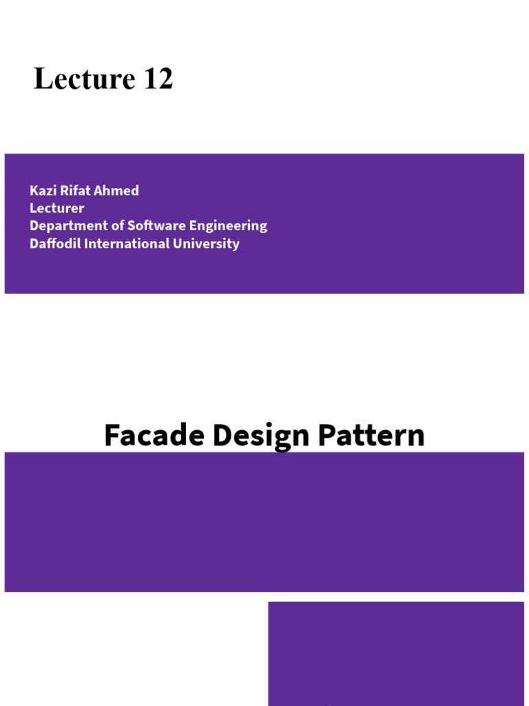 Lecture 12 - Facade Design Pattern | PDF | Class (Computer Programming) | Interface (Computing)