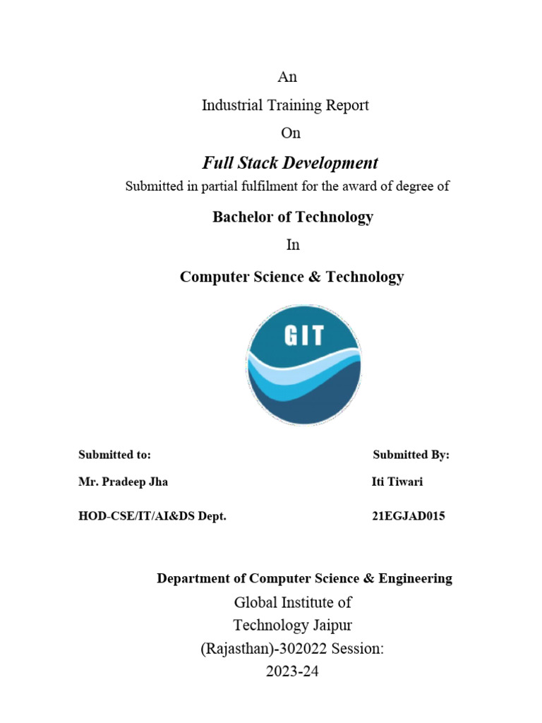 Iti Report | PDF | Web Development | Document Object Model