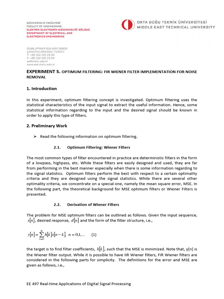 Exp5 Ee433 | PDF | Filter (Signal Processing) | Telecommunications Engineering