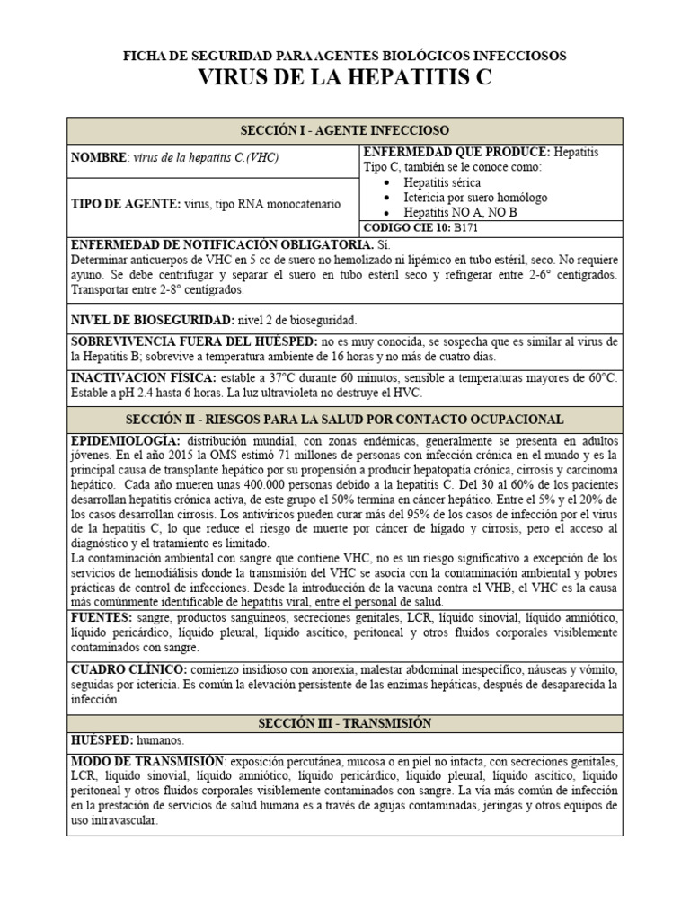 Ficha Tecnica HVC | PDF | Hepatitis | Hepatitis C