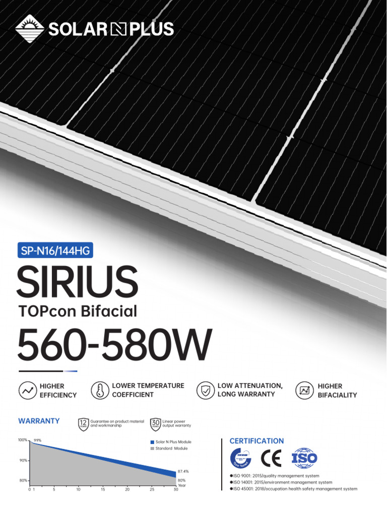 Datasheet SP-N16-144HG560-580W-2023V2.0 | PDF | Electrical Engineering | Electricity