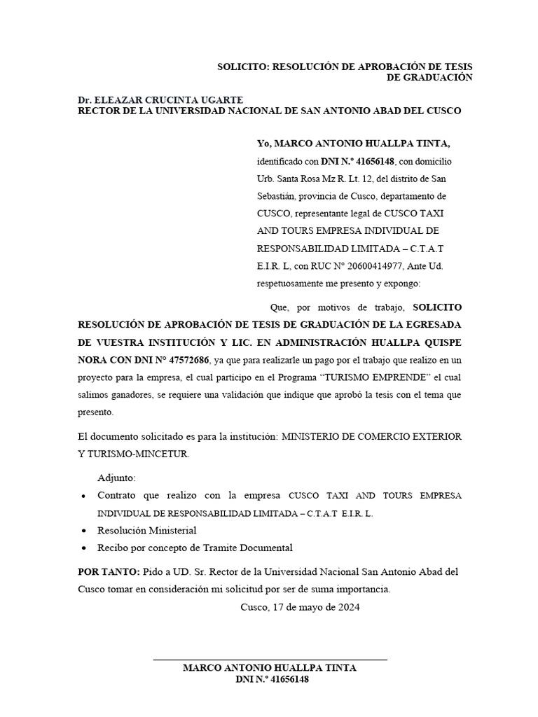 Solicitud Al Rector 2 | PDF