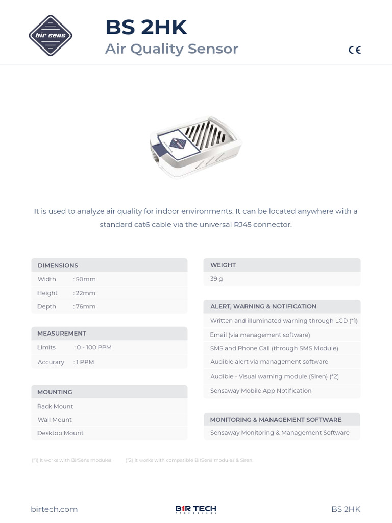 BS-2HK - Air Quality Sensor Datasheet Compressed ENG | PDF