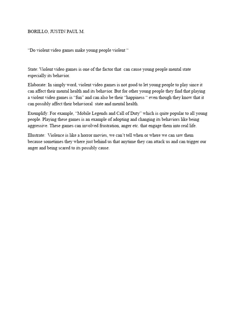 Impact Of Violent Video Games On Youth Pdf Self Improvement