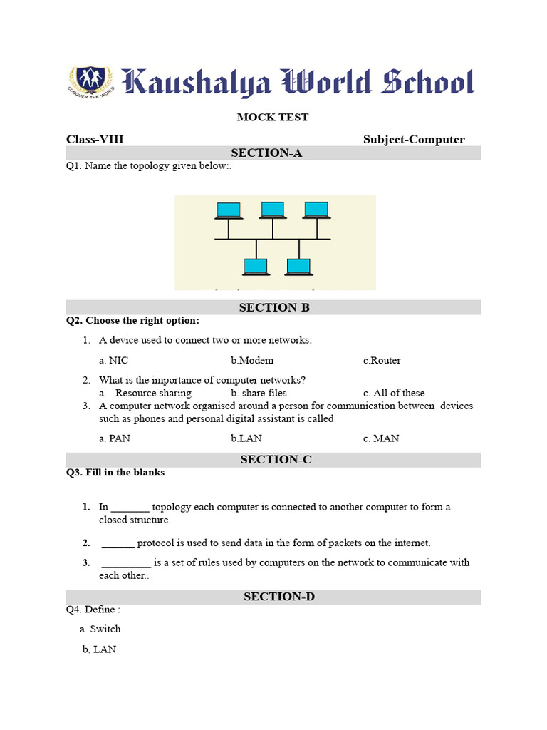 pt1 Mock Test 8 Computer | PDF