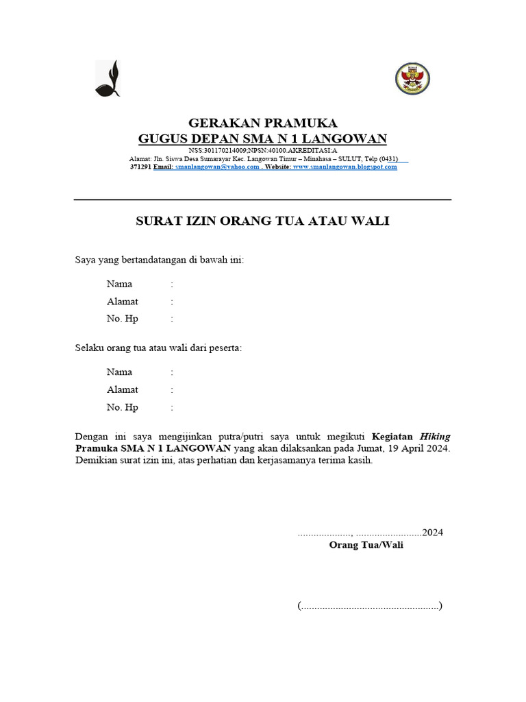 SURAT-IJIN-ORANG-TUA Tamu Ambalan | PDF SURAT-IJIN-ORANG-TUA Tamu Ambalan | PDF