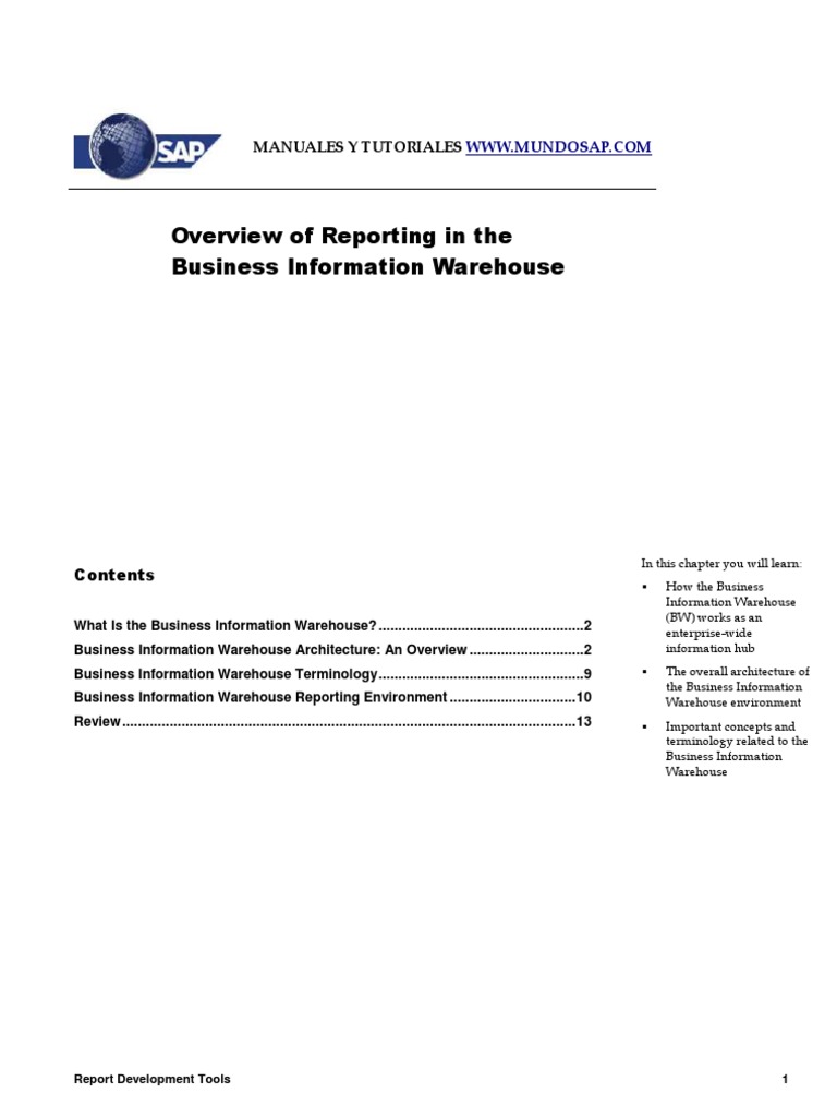 Business Information Warehouse Overview | PDF | Data Warehouse | Metadata