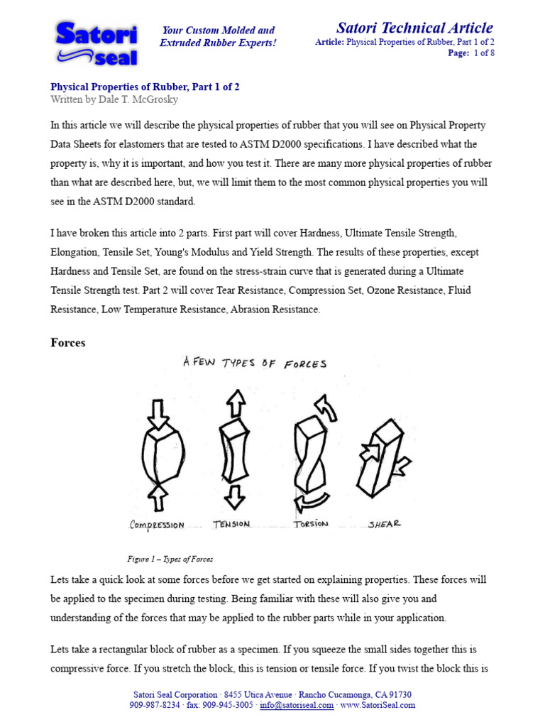07A Satori Technical Article - Physical Properties of Rubber, Part 1 of 2 | PDF | Deformation ...