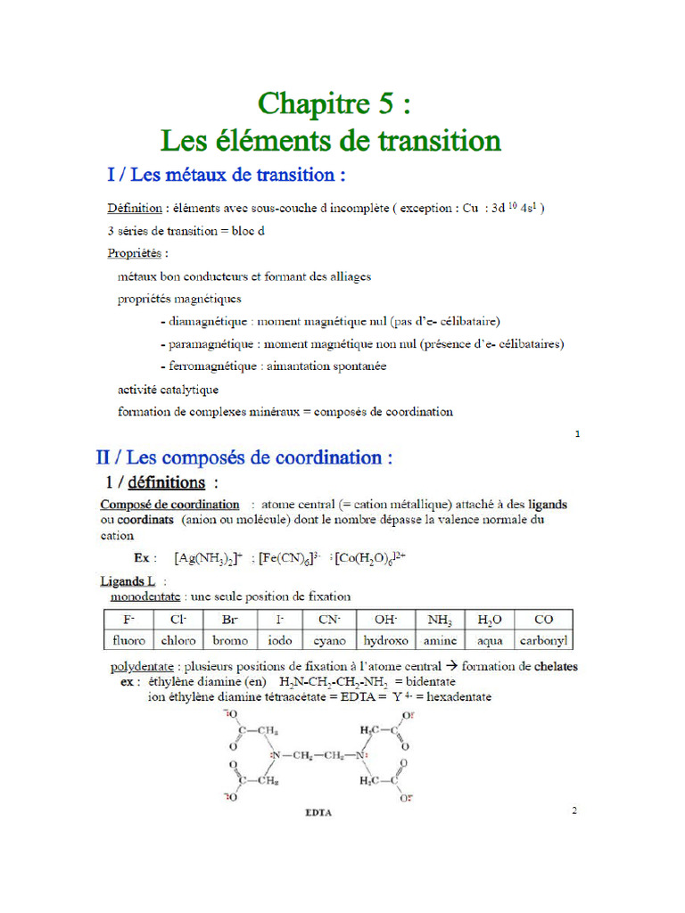 Elements de Transition | PDF