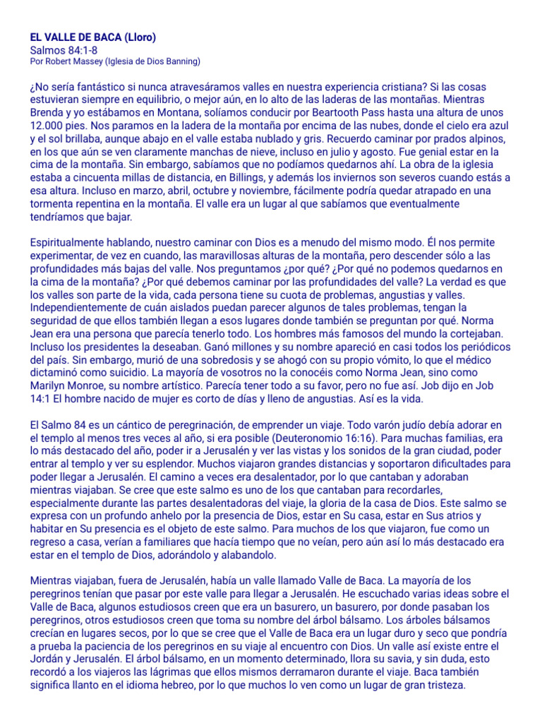 Reflexiones sobre el Valle de Baca | PDF | Montañas | Salmos