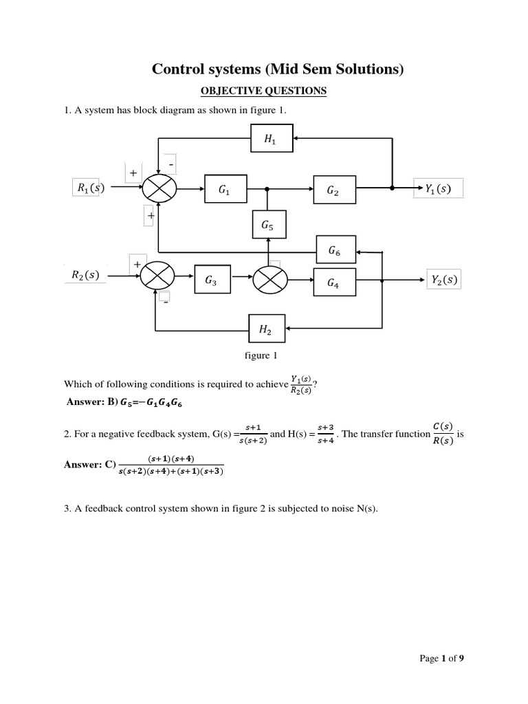 Control Systems - Mid Exam Solutions | PDF | Telecommunications Engineering | Electronics