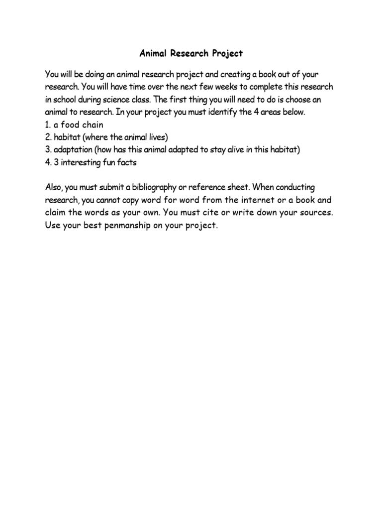 Animal Research Project | PDF