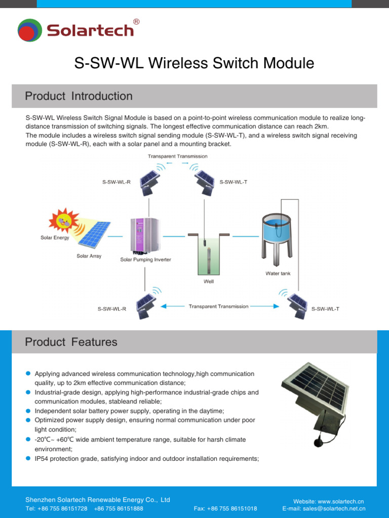 Solartech Wireless Water Level Switch Module | PDF | Solar Panel | Wireless