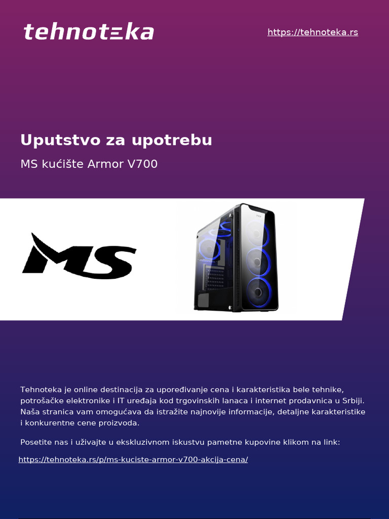 Uputstvo Za Upotrebu Ms Kuciste Armor v700 6528f6f6d2422 | PDF