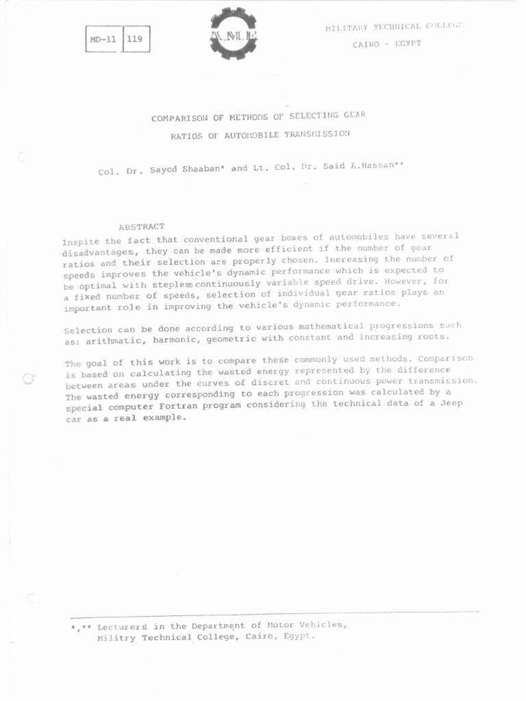 Comparison of Methods of Selecting Gear | PDF | Gear | Mechanical ...