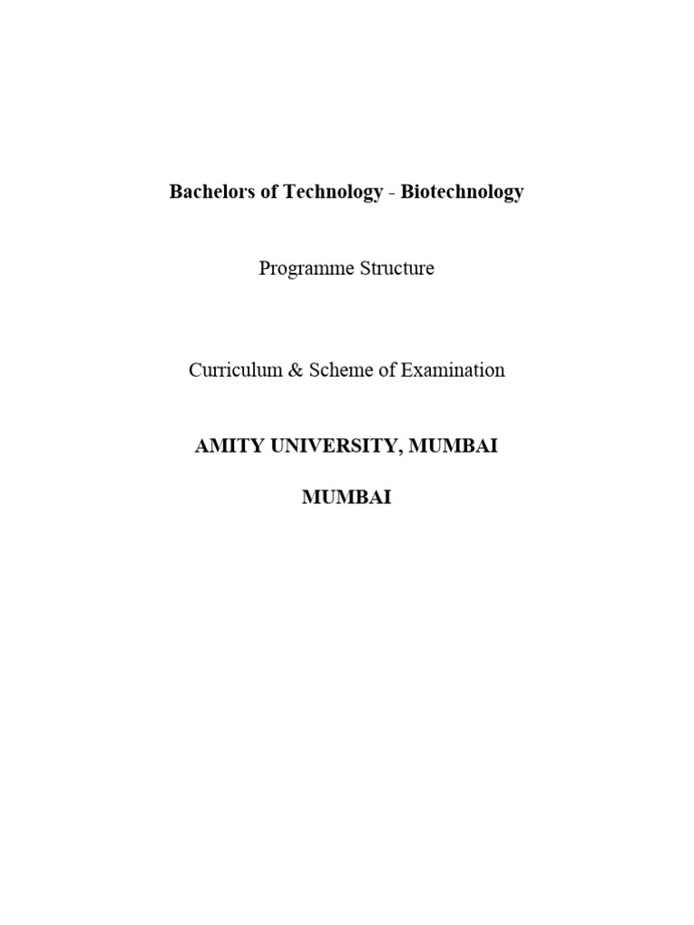 B.Tech Biotechnology - Revised Syllabus | PDF | Complex Number | Method ...